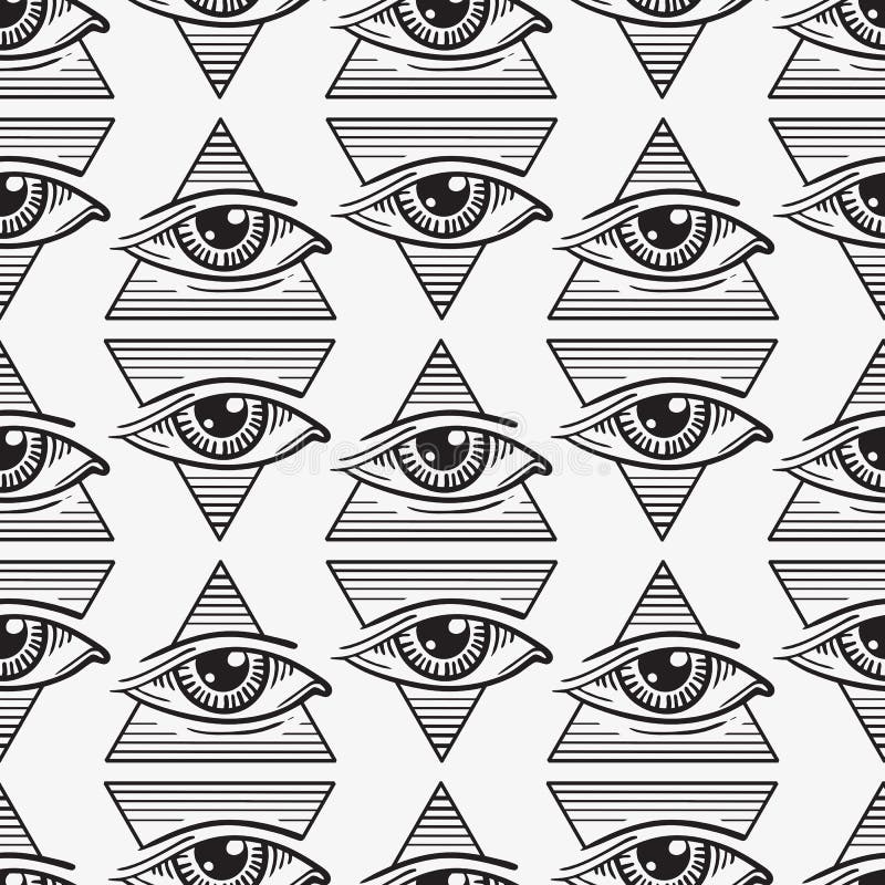 Seamless Pattern of the Eye in the Triangle in the Style Stock Vector ...