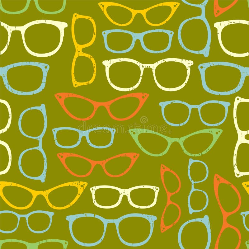 Seamless Eyeglasses Fabric Pattern Stock Vector - Illustration of dots ...