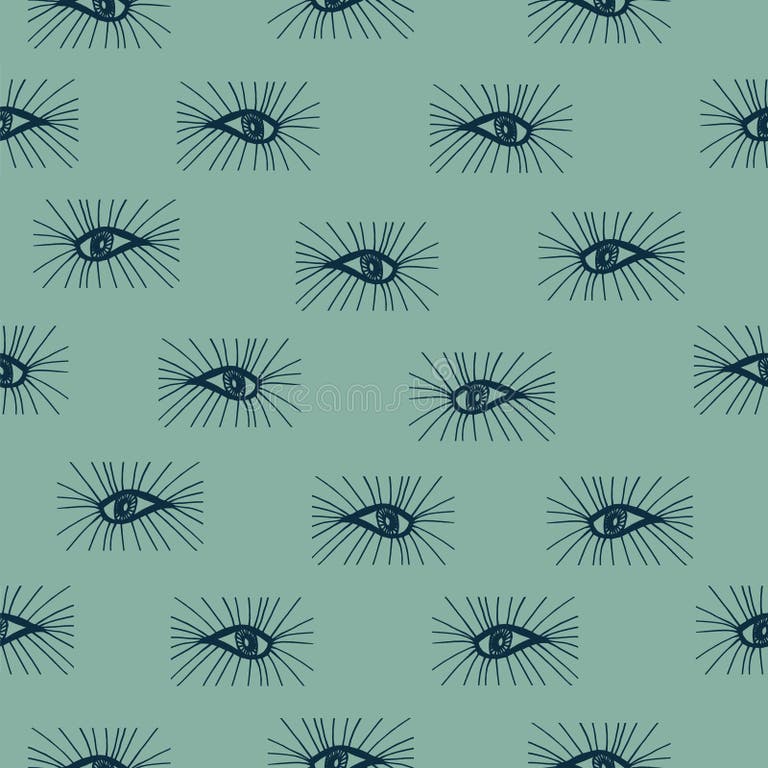 Seamless Pattern Eyes Hand Drawn Stock Vector - Illustration of concept ...