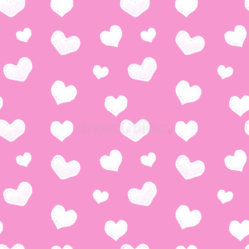 Seamless Pattern with Fabric Hearts Stock Illustration - Illustration ...