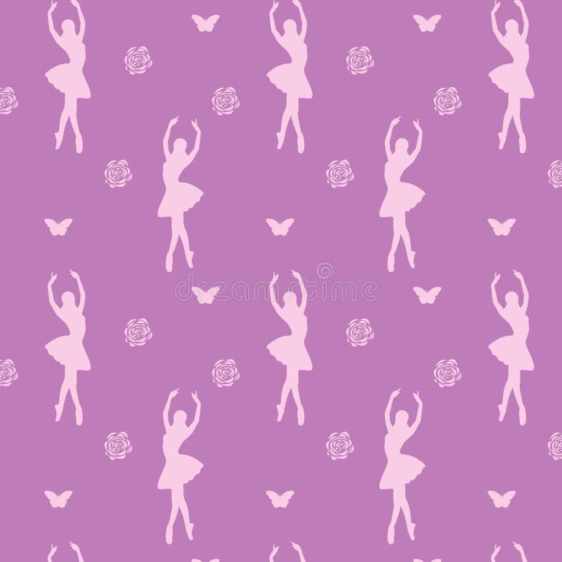 Seamless Pattern of a Faceless Dancing Ballerina Silhouette with the ...