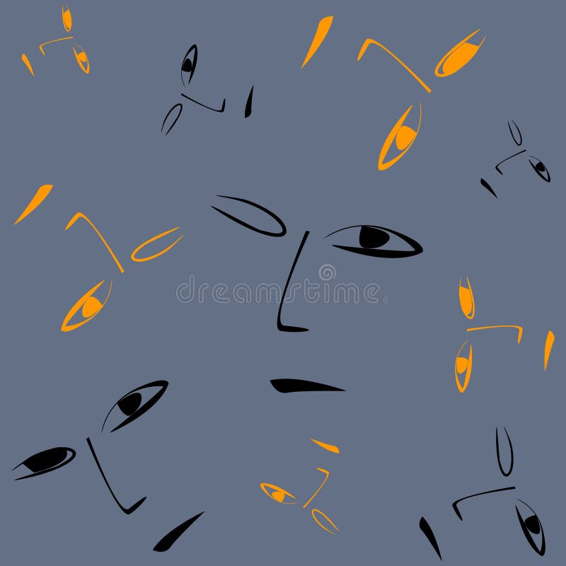 Seamless Pattern of Faces Vector Illustration Stock Vector ...