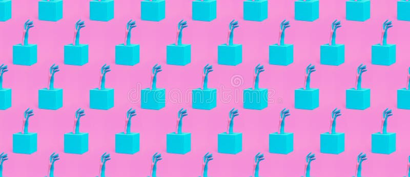 Seamless Pattern. Fake Hand and Geometry. Minimal Stock Illustration ...