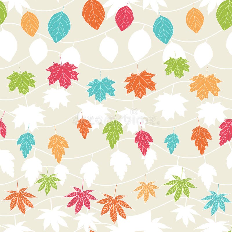 Seamless Pattern with Fall Leaf, Abstract Cute Leaf Texture Hanging on ...