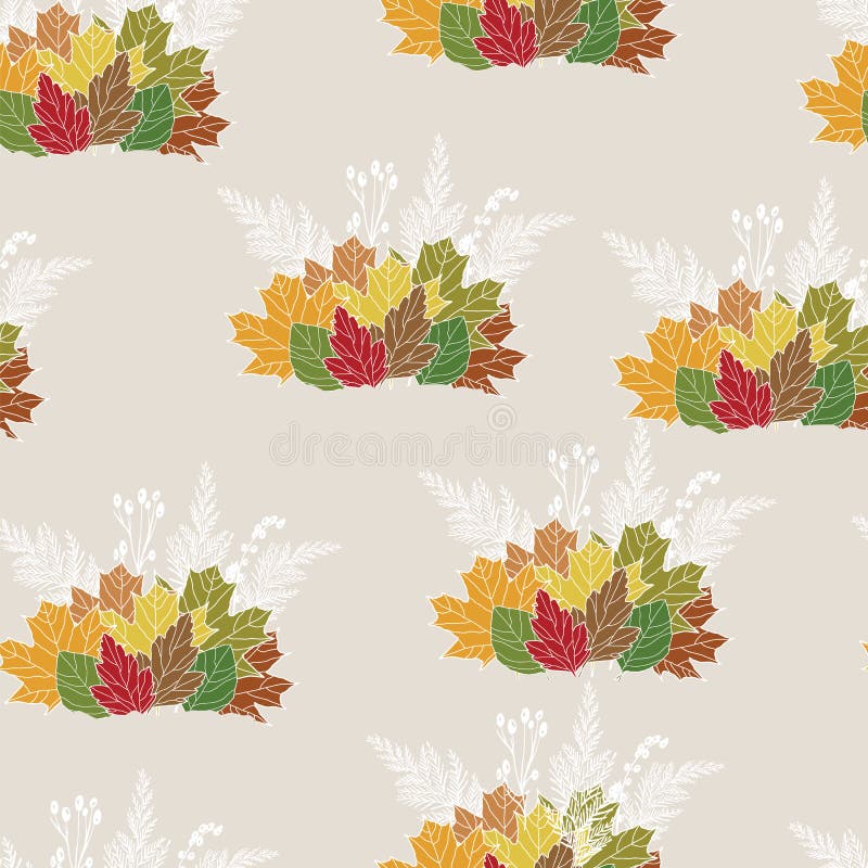Seamless Pattern with Fall Leaf, Abstract Sparse Leaf Texture Design ...
