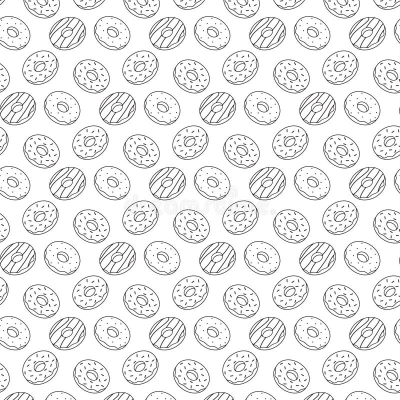 Seamless Pattern of Falling Contour Donuts. Design for Wrapping Paper ...