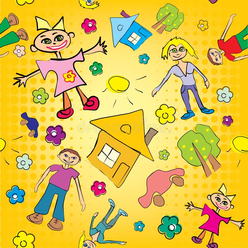 Seamless Pattern with Family Stock Vector - Illustration of male ...