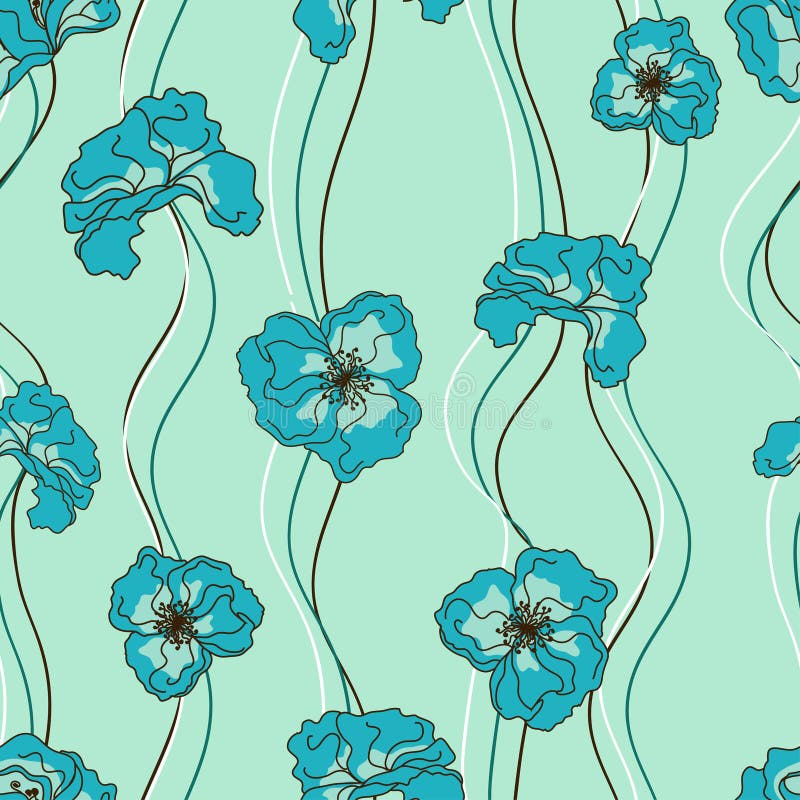 Seamless Pattern Of Fancy Flowers Stock Vector - Illustration of ...
