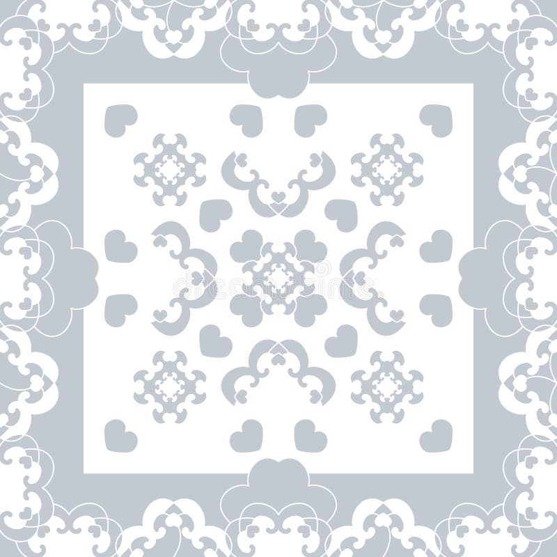 Seamless Pattern. Fancy Frame with Hearts. Light Blue, and White ...