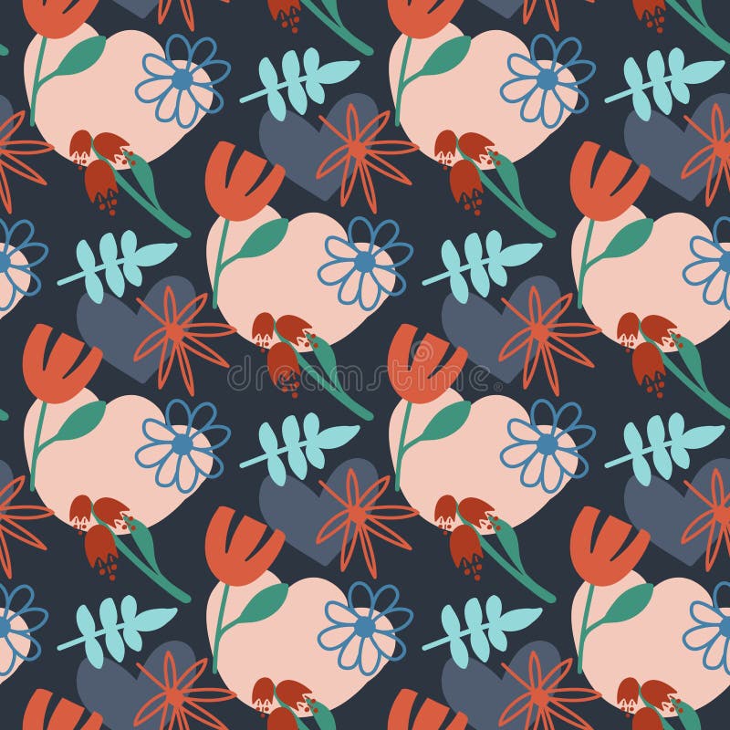 Seamless Pattern Fantasy Dark Floral Background Wallpaper Vector ...