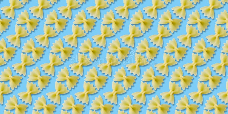 Seamless Pattern Farfalle Pasta in Pastel Blue Background Stock Photo ...