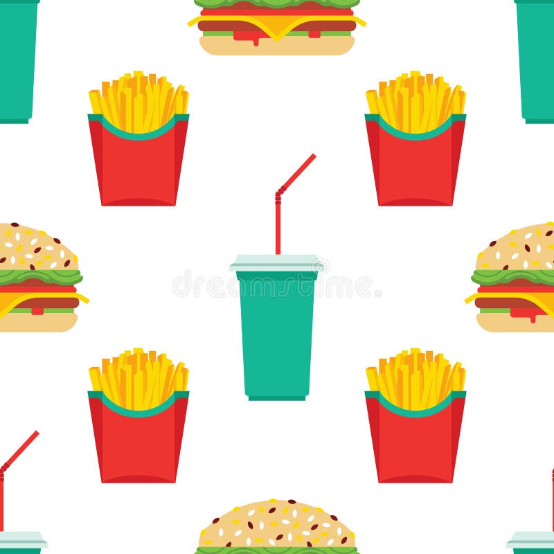 Seamless pattern fast food stock vector. Illustration of menu - 88935869