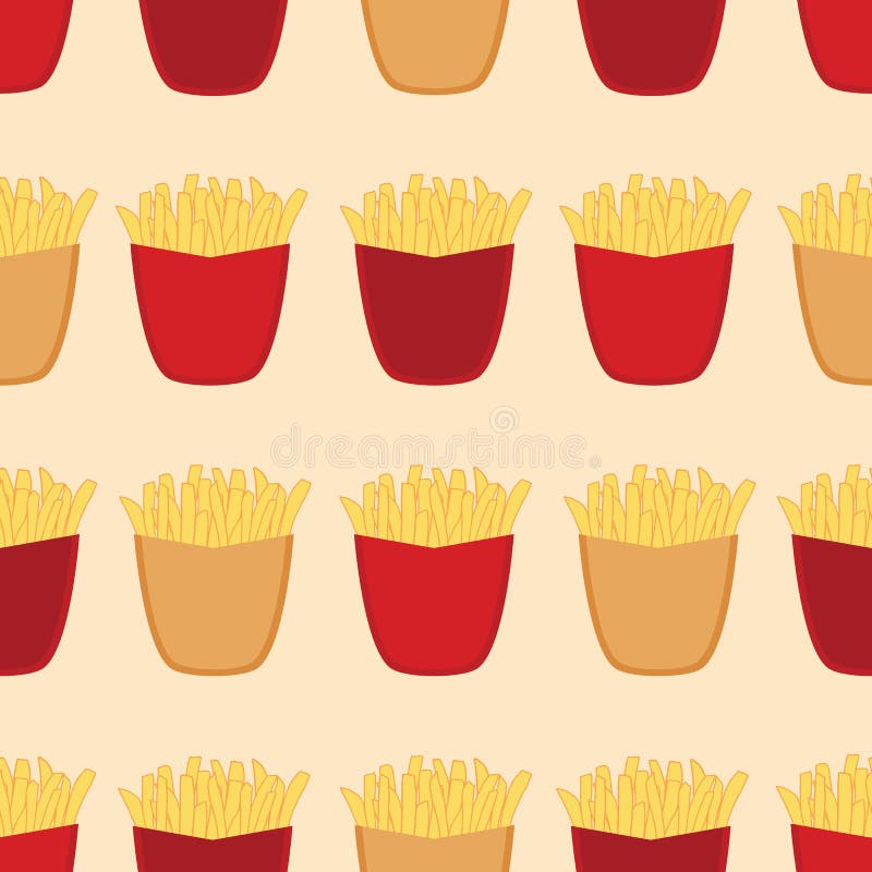Seamless Pattern Fast Food French Fries Stock Vector - Illustration of ...
