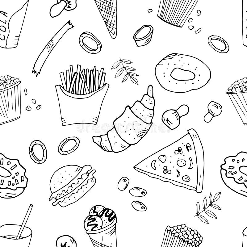 Seamless Pattern with Fast Food for Menu Design Stock Vector ...