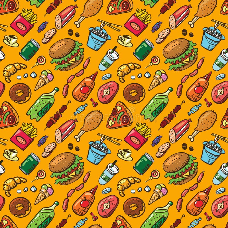 Fast Food Products Pattern Stock Illustrations – 410 Fast Food Products ...