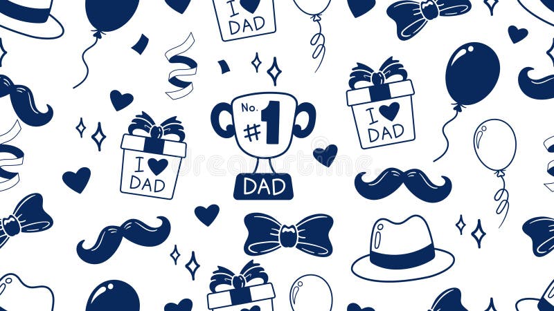 Seamless Pattern Father S Day Hand Drawn Doodle Element Vector ...