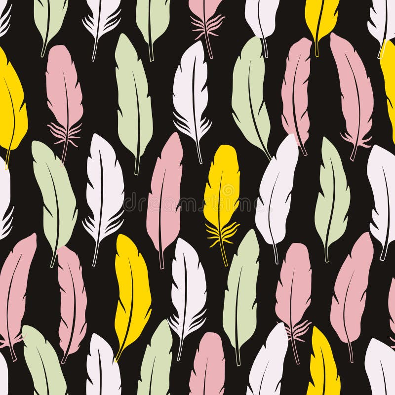 Seamless Pattern Feather Abstract Isolated Decoration. Boho Rustic ...