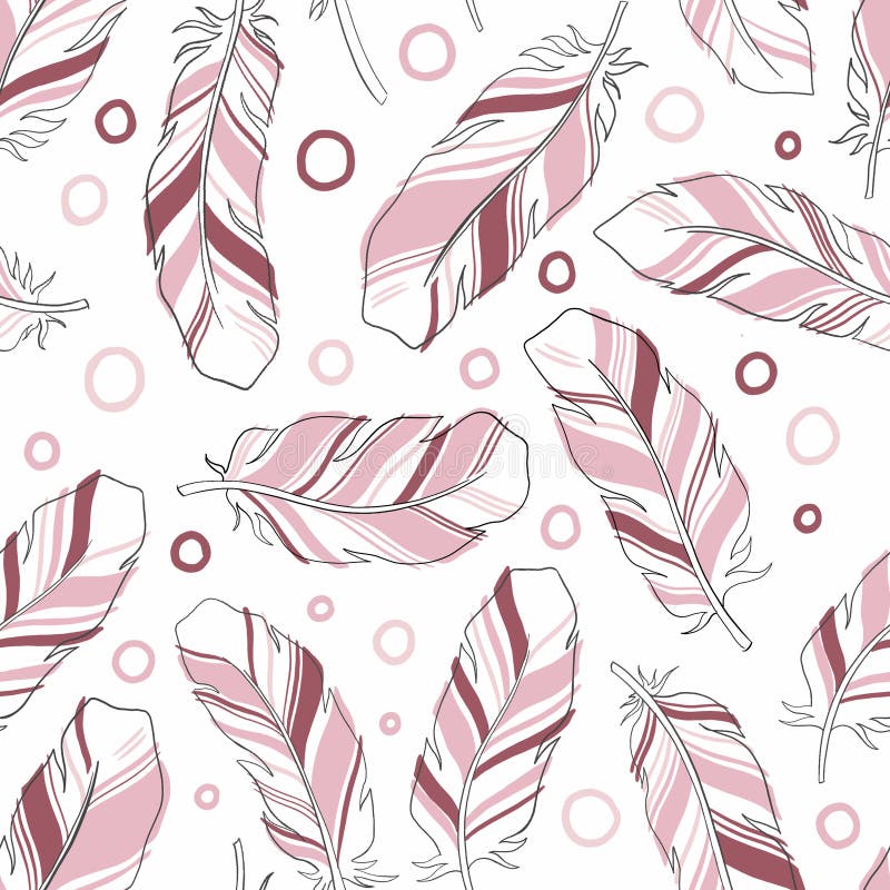 Seamless Pattern Feather Boho.Hand Drawn Paint Style Stock Illustration ...
