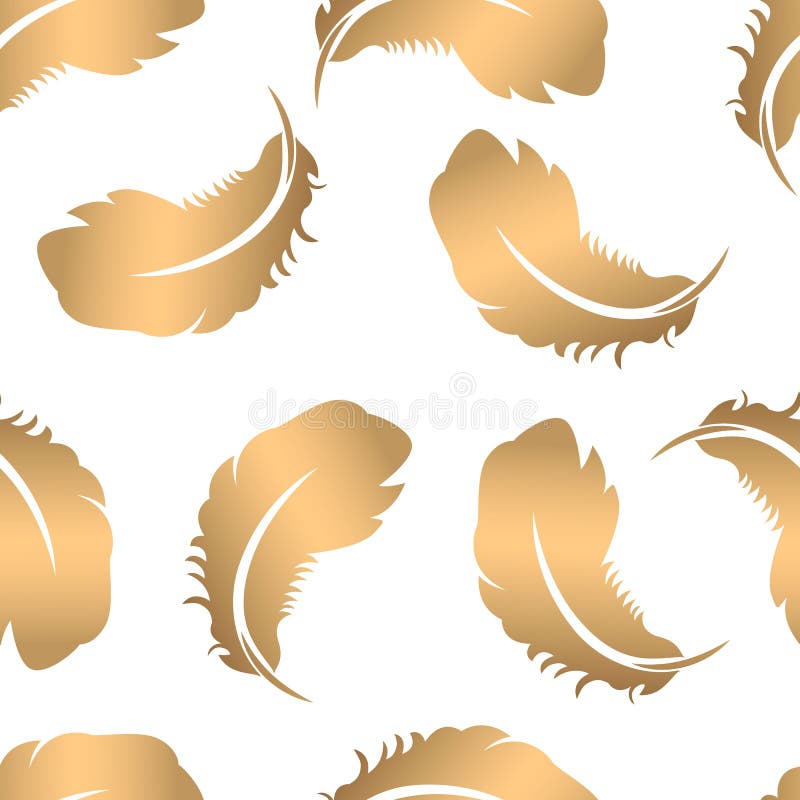 Seamless Pattern with Feathers in Gold Colors Stock Vector ...