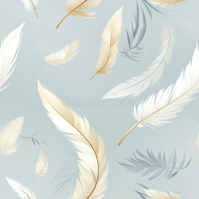 Floating Elegance: Seamless Pattern of Delicate Feathers for a ...