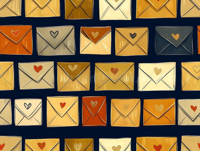 Heartfelt Messages: a Seamless Envelope Pattern Stock Illustration ...