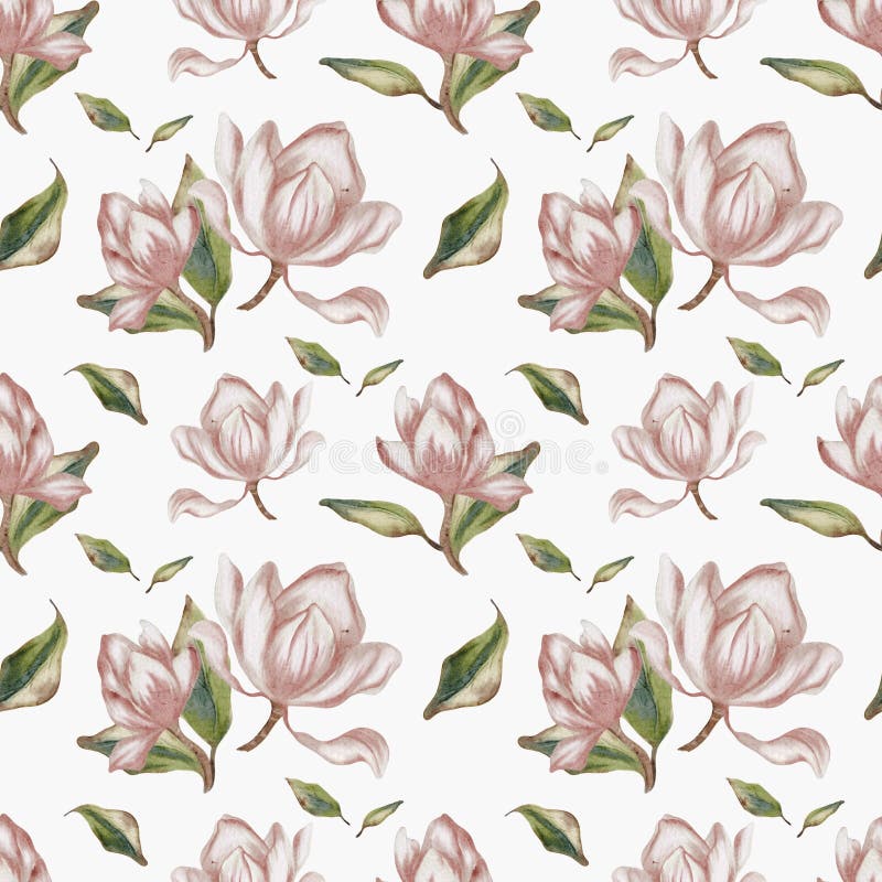 Delicate Watercolor Magnolia Pattern for Versatile Textile and Wrapping ...