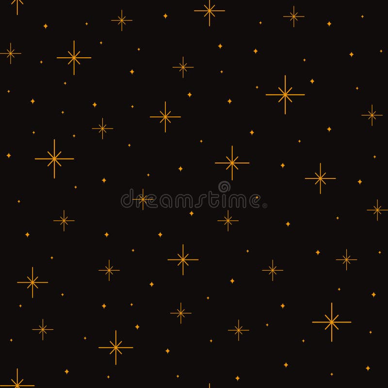 Seamless Pattern of Yellow Stars on Black Background Stock Illustration ...