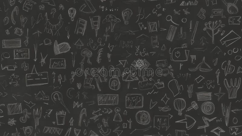 Chalkboard Doodle Pattern stock illustration. Illustration of black ...