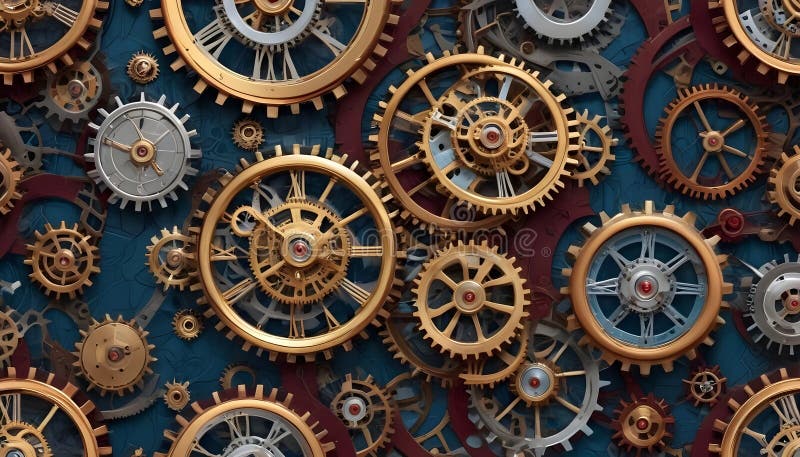 A Seamless Pattern Featuring a Collection of Gears and Cogs of Various ...