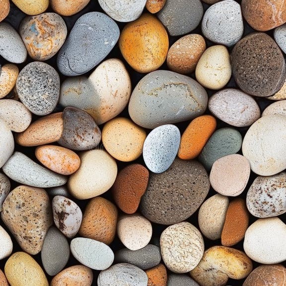 A Seamless Pattern Featuring a Collection of Rounded Pebbles in Various ...