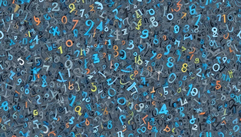 Seamless Pattern Featuring Colorful, Hand-drawn Numbers Against a Dark ... Seamless Pattern Featuring Colorful, Hand-drawn Numbers Against a Dark ...