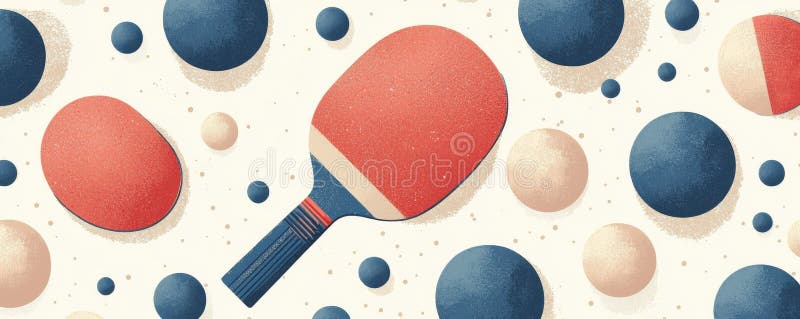 Seamless Pattern Featuring Colorful Table Tennis Paddles and Balls ...