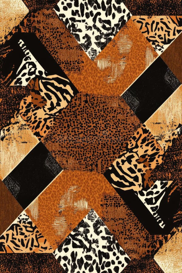 Seamless Pattern with Various Animal Prints in Brown and Black Tones ...