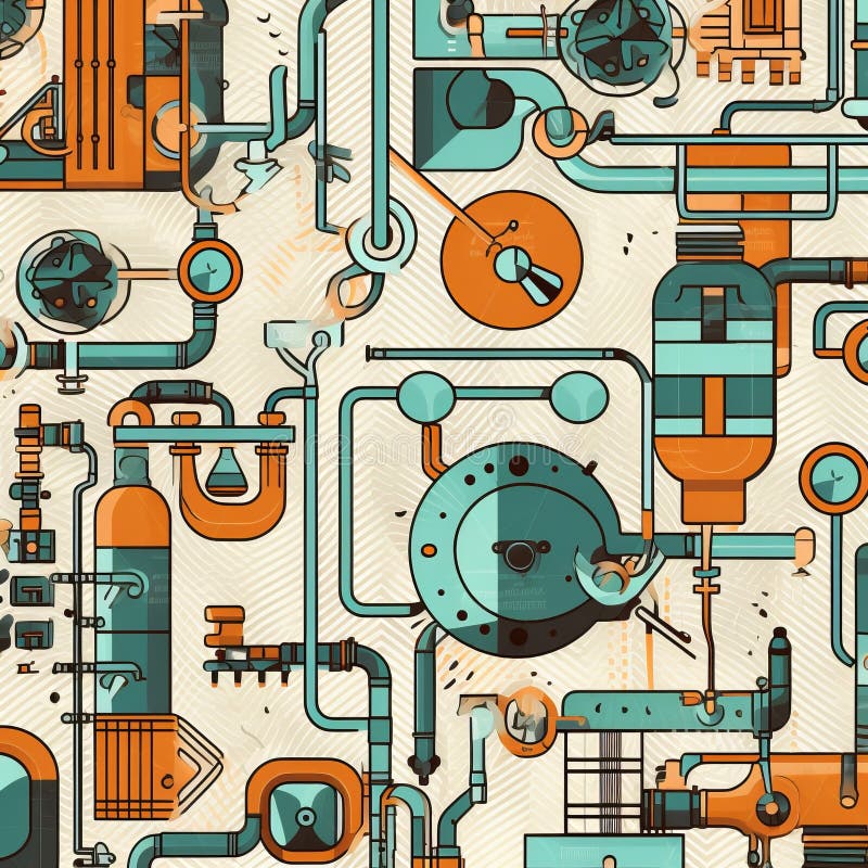 Mechanical Designs: a Detailed Atompunk Pattern with Pipes and ...