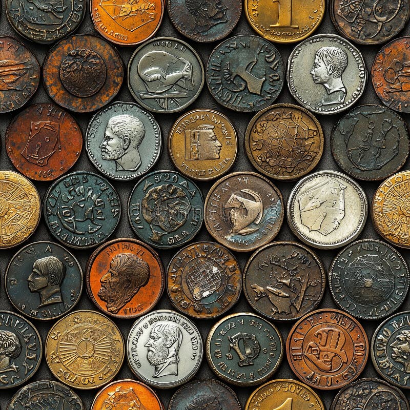 Historical Numismatic Coin Pattern Stock Illustration - Illustration of ...
