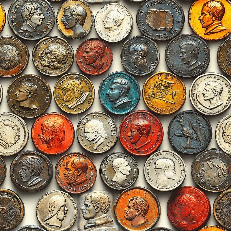 Historical Numismatic Coin Pattern Stock Illustration - Illustration of ...