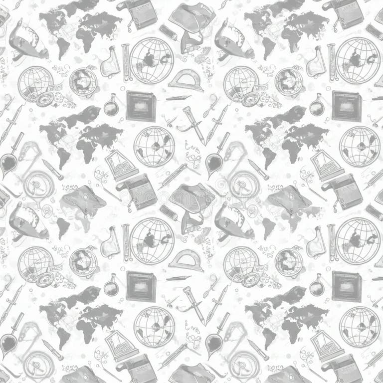 Seamless Pattern Featuring an Educational Theme with Monochrome ...