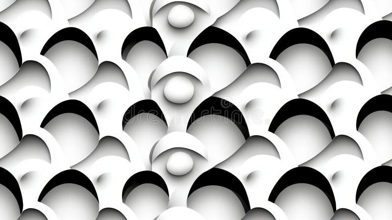 Seamless Pattern Featuring Elegant Curves and Shapes in Black and White ...
