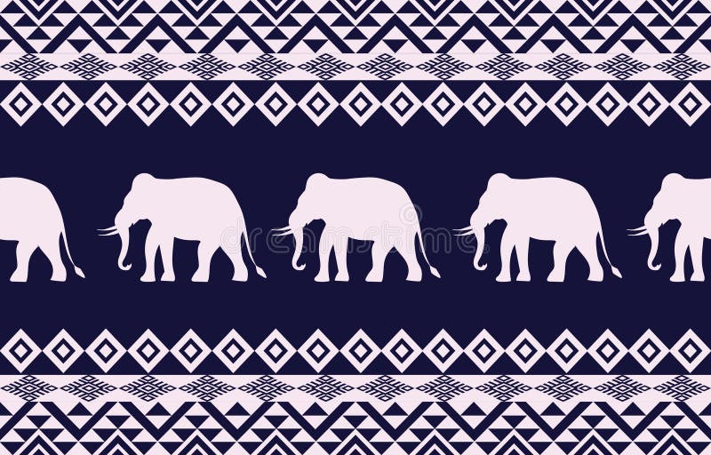 Elegant Elephant Silhouette Pattern Tribal Geometric Design Background Stock Illustration ...
