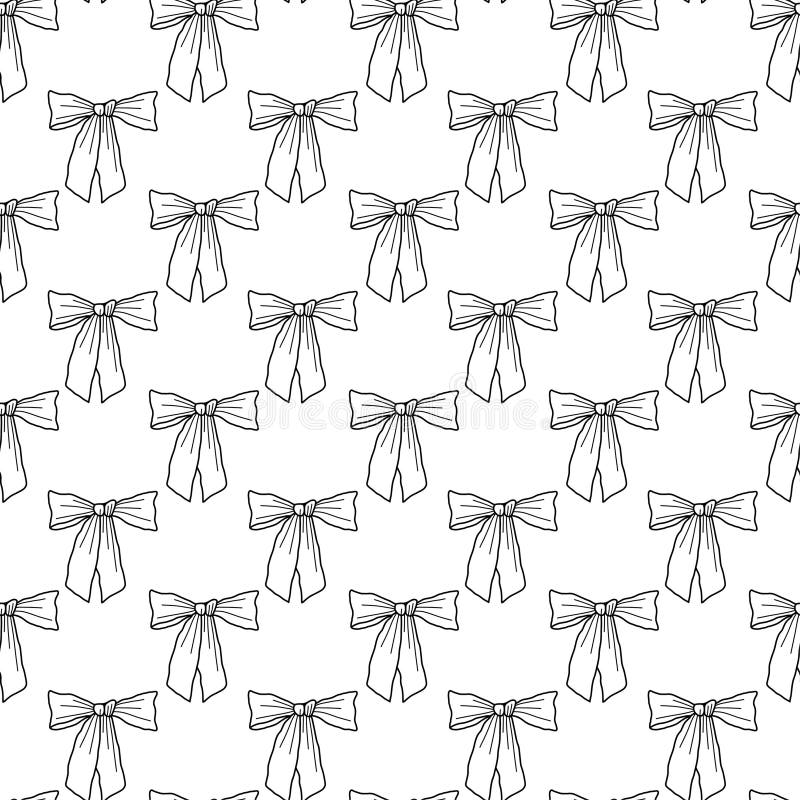 Seamless Pattern Featuring Elegant Hand-Drawn Bows on a White ...