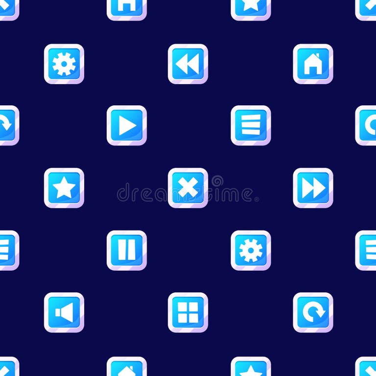 Seamless Pattern Featuring Game Menu Buttons Arranged in a Repetitive ...