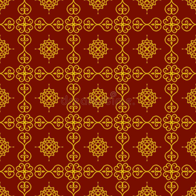 Seamless Pattern Featuring Intricate Gold Floral and Scroll Motifs ...