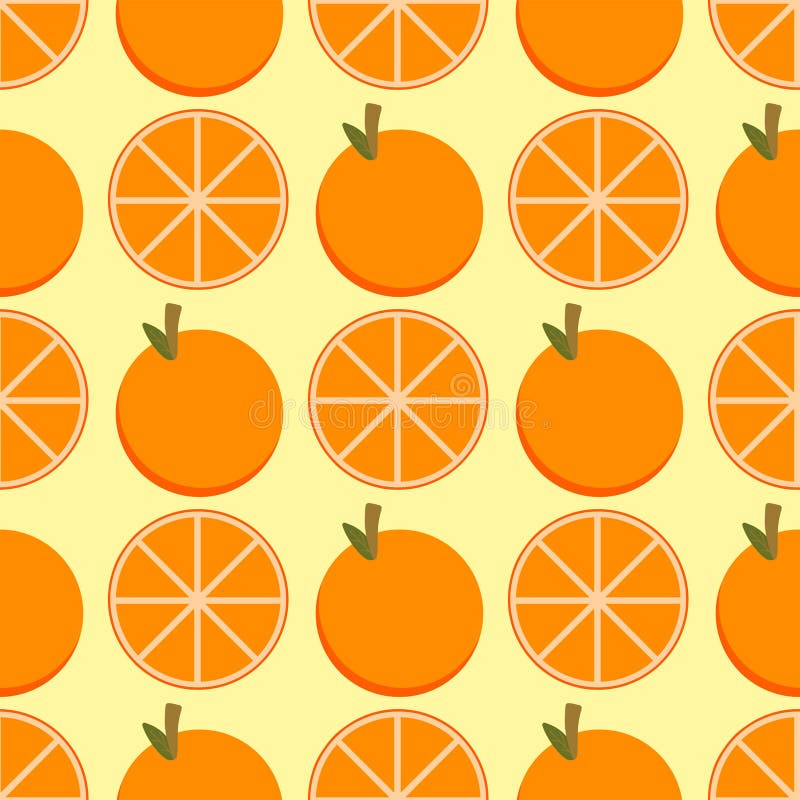 Seamless Pattern Featuring Orange Flat Design on a Pale Yellow ...