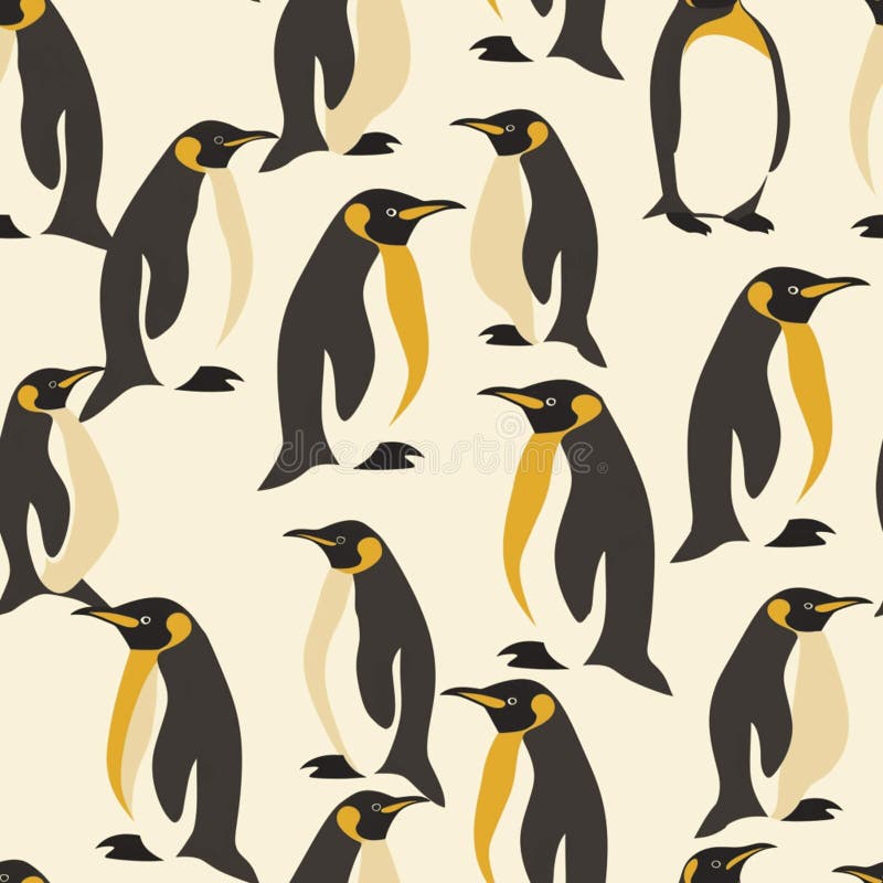 Seamless Pattern Featuring Penguins in Minimalist Style Stock ...