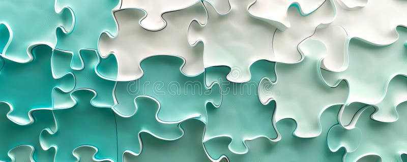 Seamless Pattern of Realistic Puzzle Pieces with Teal and White Colors ...