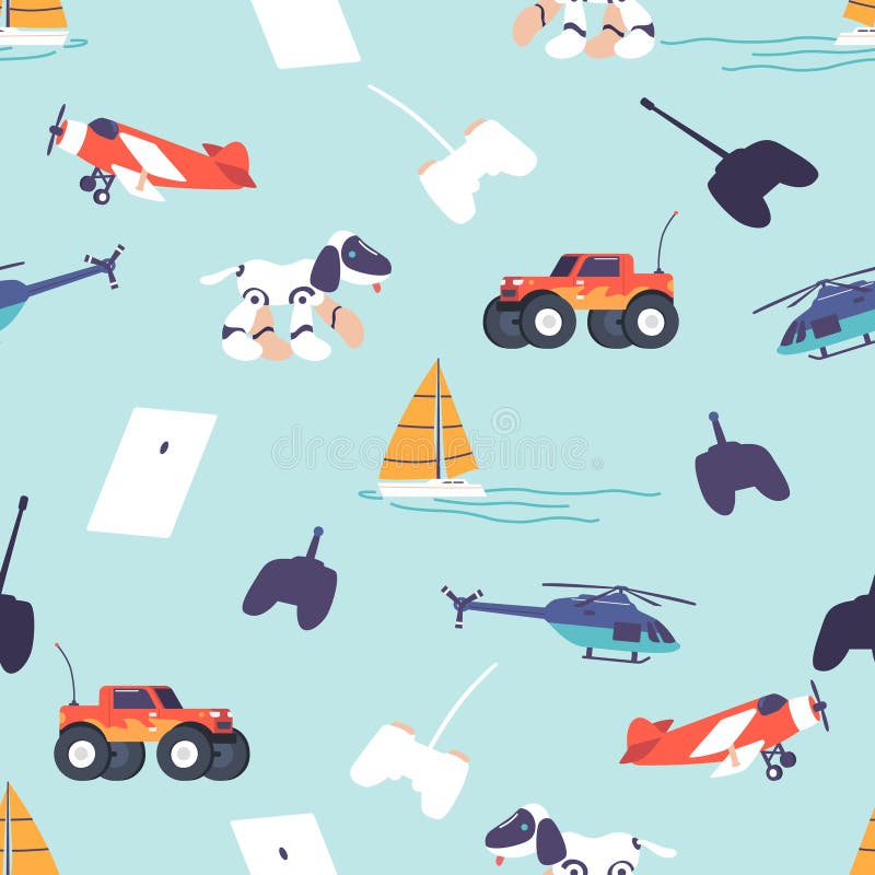 Seamless Pattern Featuring Remote Control Toys, Creating Playful and ...