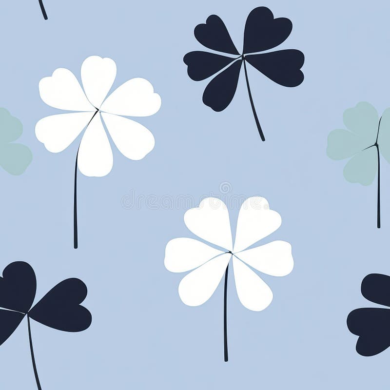 Seamless Pattern Featuring Shamrock Leaves in Various Colors on Blue ...