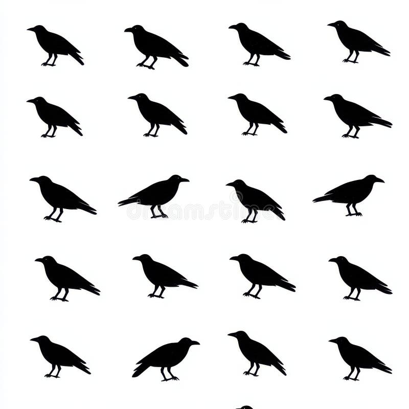 Black Crow Silhouettes White Background Halloween - Halloween-themed ...