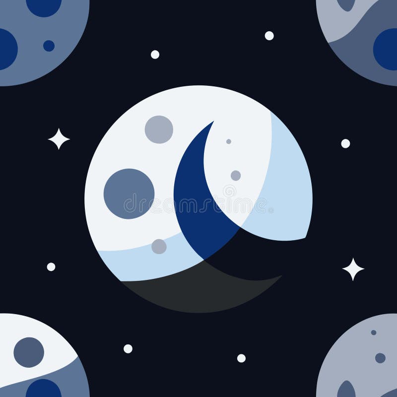 Geometric Moon and Stars Seamless Pattern Stock Vector - Illustration ...