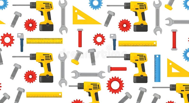 Construction Tools Seamless Pattern Stock Illustration - Illustration of background, colorful ...